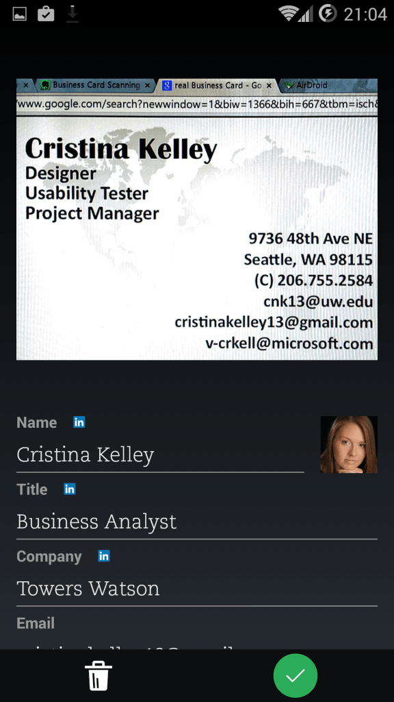 Evernote Business Card Scanning Test